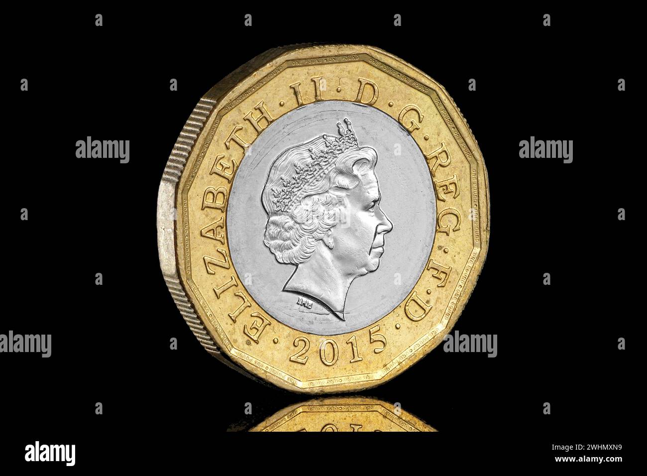 2015 12 sided Trial £1 pound coin with the 4th coin portrait of Queen ...