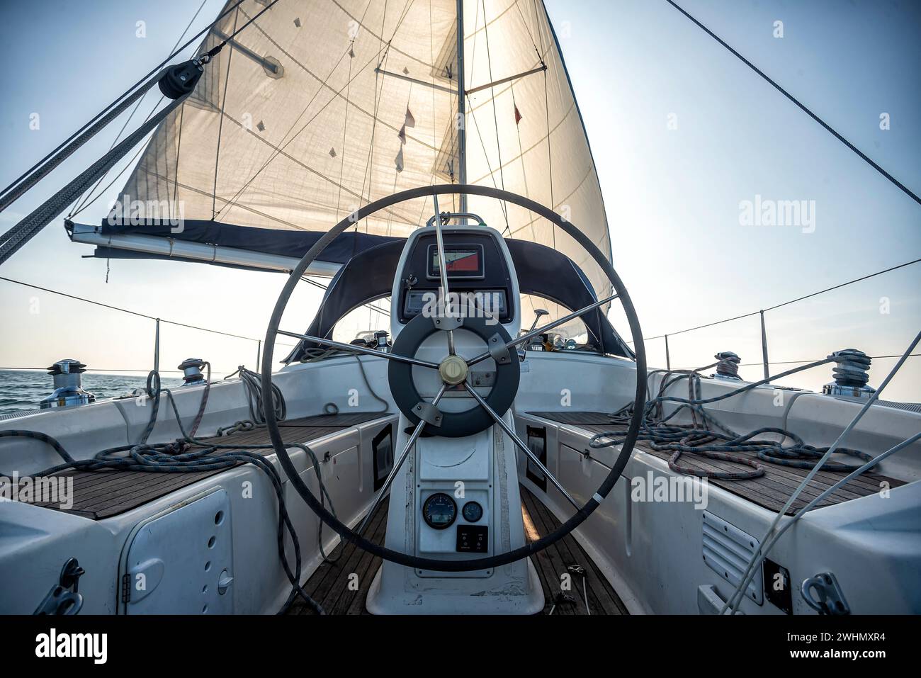 Steering wheel on a sailing yacht Stock Photo - Alamy