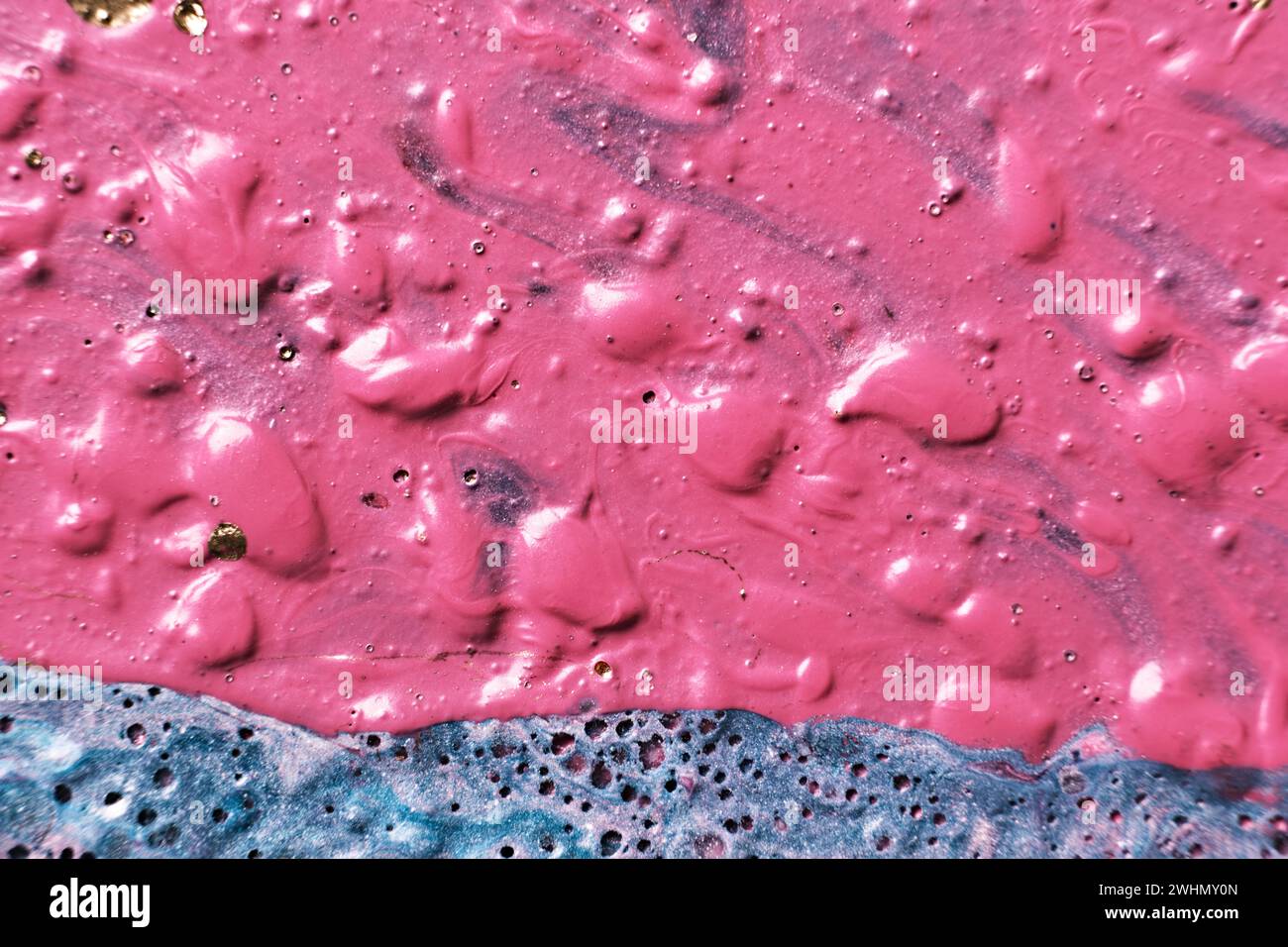 Fluid Art. Bubble paint abstraction. Tactile bumpy pink paint ...