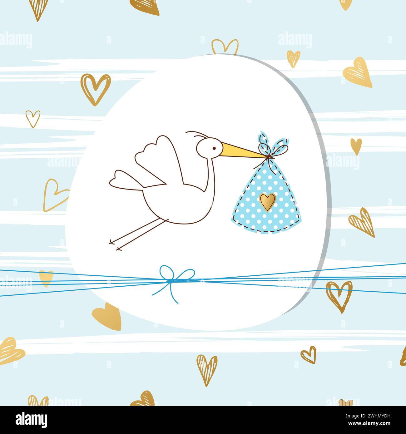 Baby shower card stork Stock Vector Images - Alamy