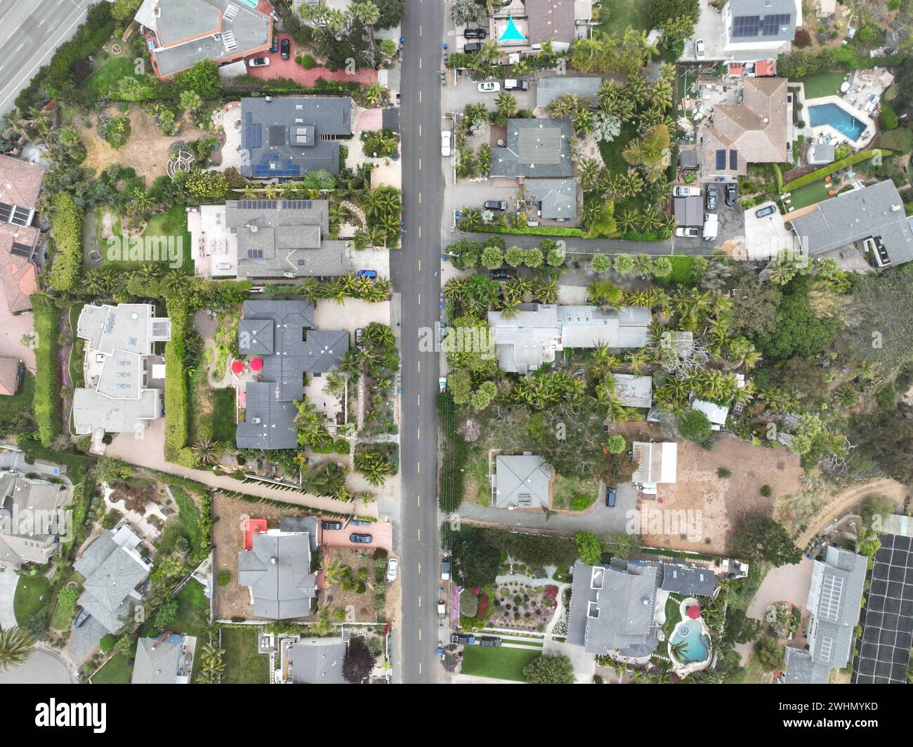 Aerial view of Del Mar coastline and beach, San Diego County ...