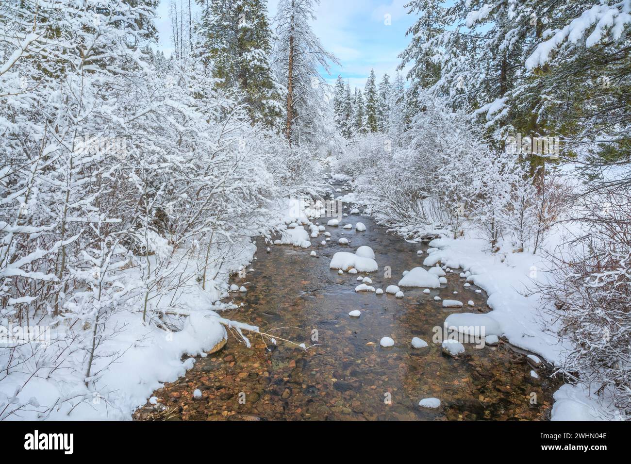 tenmile creek in winter at moose creek campground near rimini, montana ...