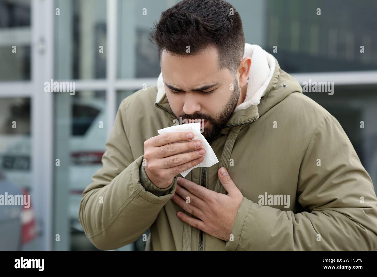 Sick male coughing symptoms bronchitis hi-res stock photography and ...