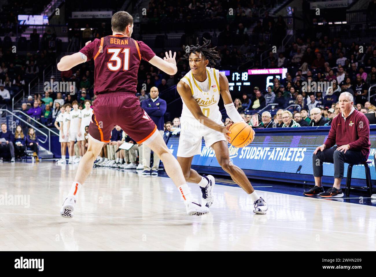 South Bend, Indiana, USA. 10th Feb, 2024. Notre Dame forward Carey ...