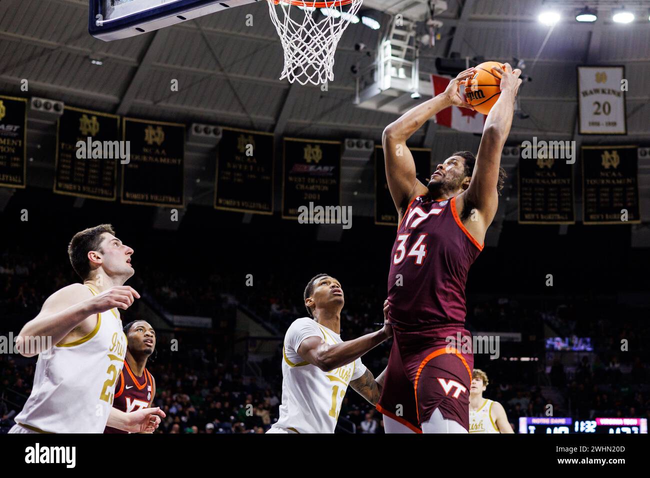 South Bend, Indiana, USA. 10th Feb, 2024. Virginia Tech forward ...