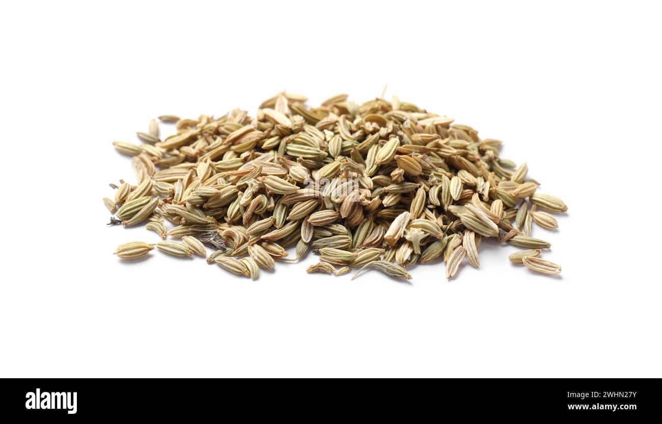 Pile of dry fennel seeds isolated on white Stock Photo - Alamy