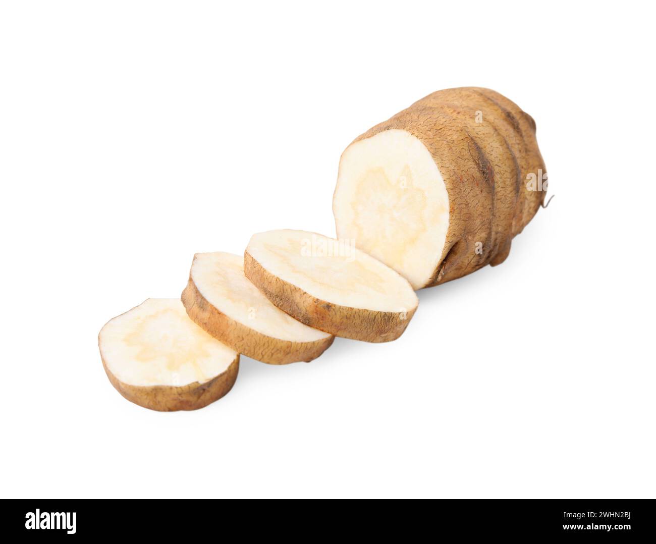 Cut turnip rooted chervil tuber isolated on white Stock Photo - Alamy