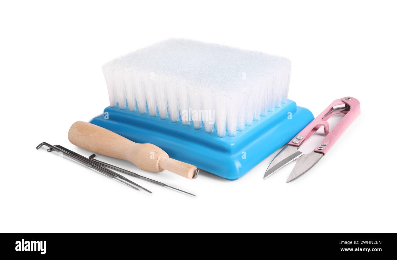 Set of needle felting tools isolated on white Stock Photo - Alamy