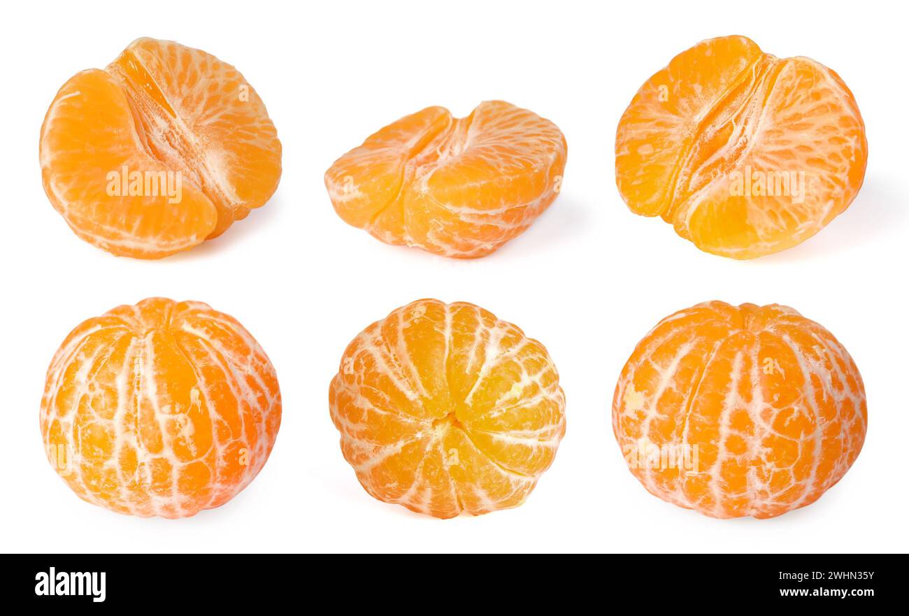 Fresh ripe tangerines isolated on white, set Stock Photo - Alamy