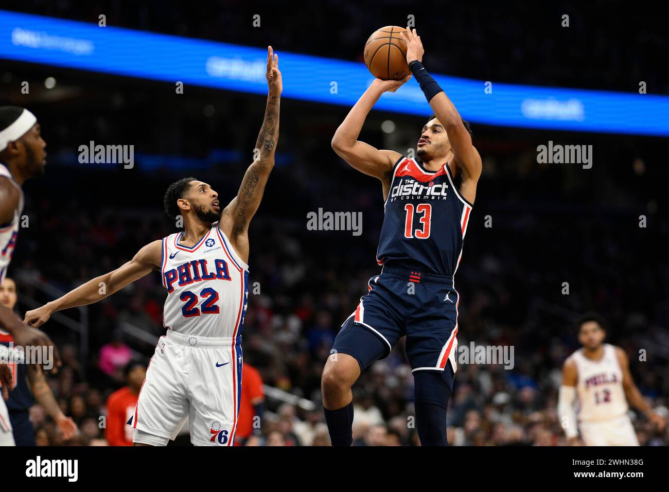 Washington Wizards guard Jordan Poole (13) shoots against Philadelphia ...