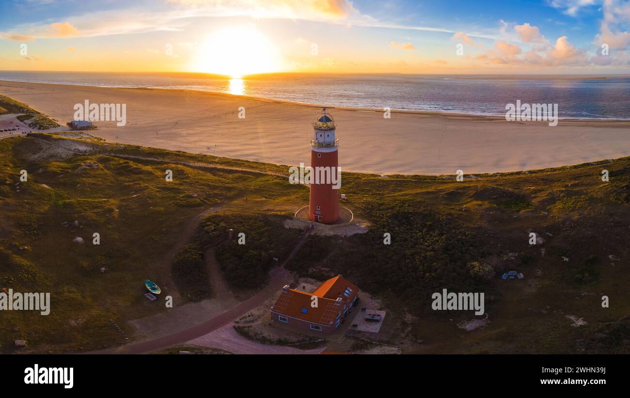 Exel lighthouse during sunset Netherlands Dutch Island Texel Stock ...