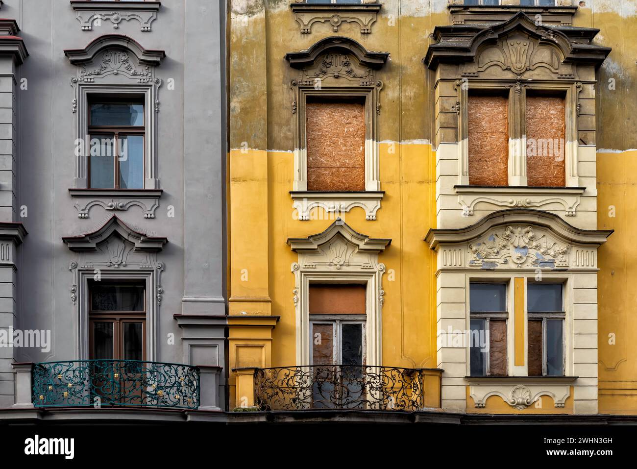 historical bulding under construction in the old town of Prague in the ...