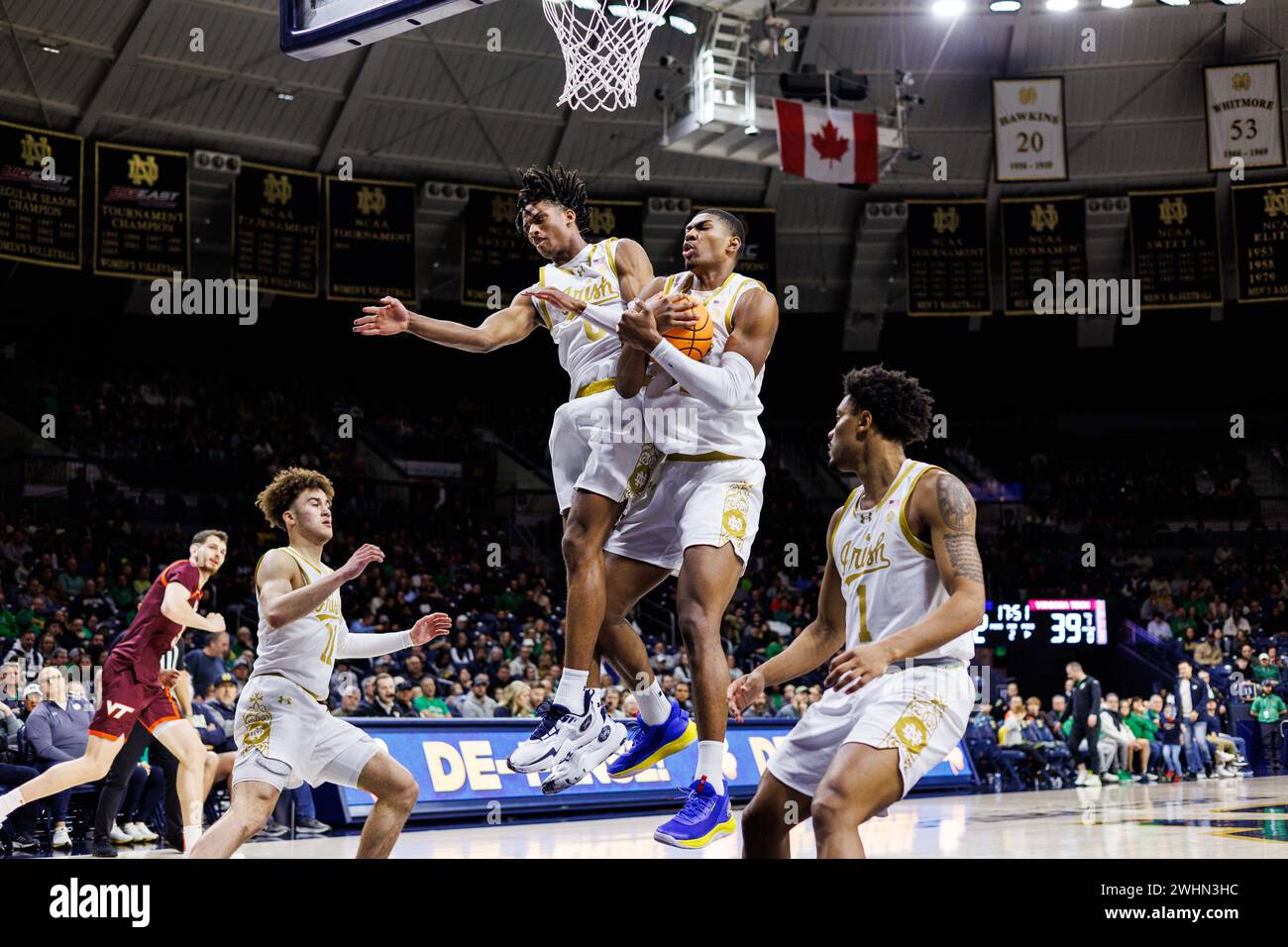 February 10, 2024: Notre Dame forward Kebba Njie (14) and Notre Dame ...