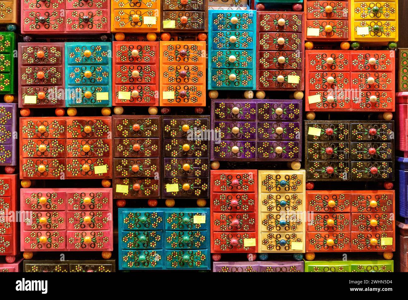 Little wooden boxes in Krakow in Poland Stock Photo - Alamy