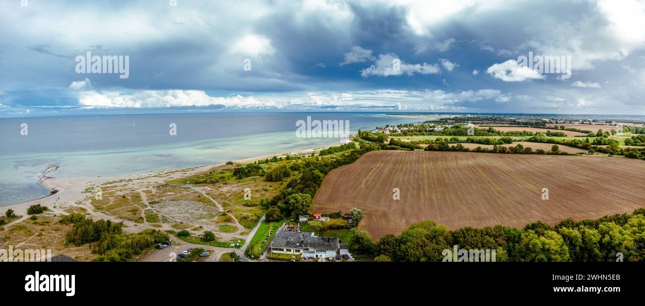 Laboe Beach, Baltic Sea. view to direction Wendtorfer Beach. Aerial ...