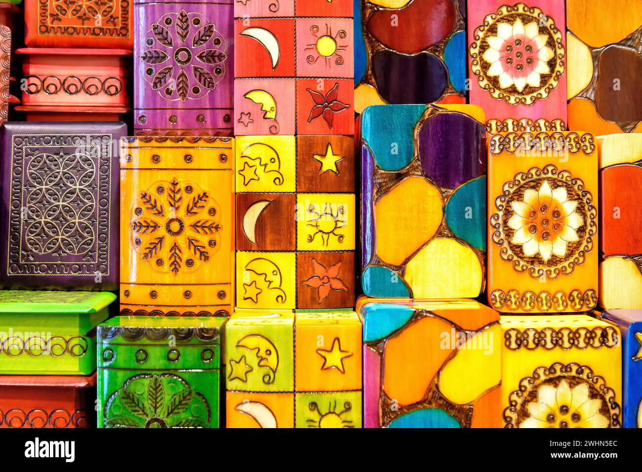 Little wooden boxes in Krakow in Poland Stock Photo - Alamy