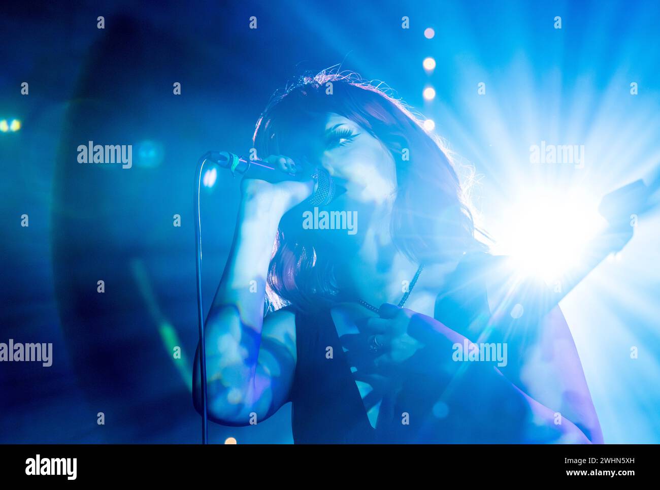 Leeds, UK, 10th February 2024. Grace Kelly, lead singer of alternative ...