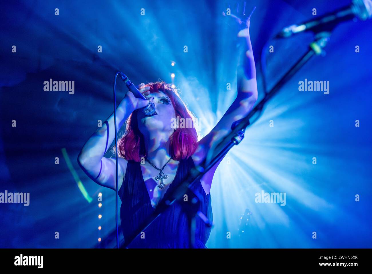 Leeds, UK, 10th February 2024. Grace Kelly, lead singer of alternative ...