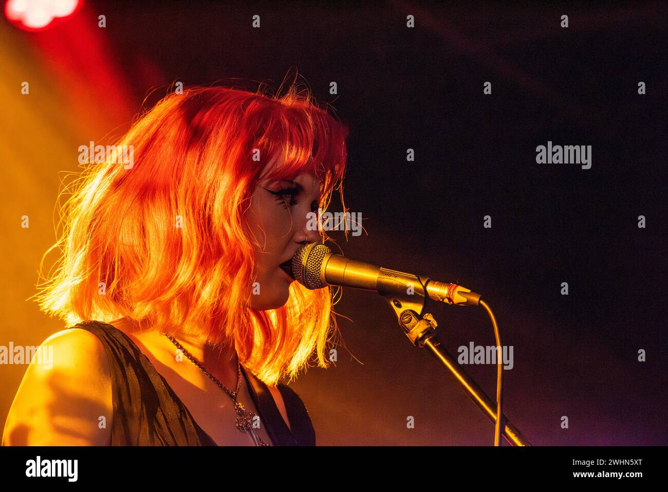 Leeds, UK, 10th February 2024. Grace Kelly, lead singer of alternative ...