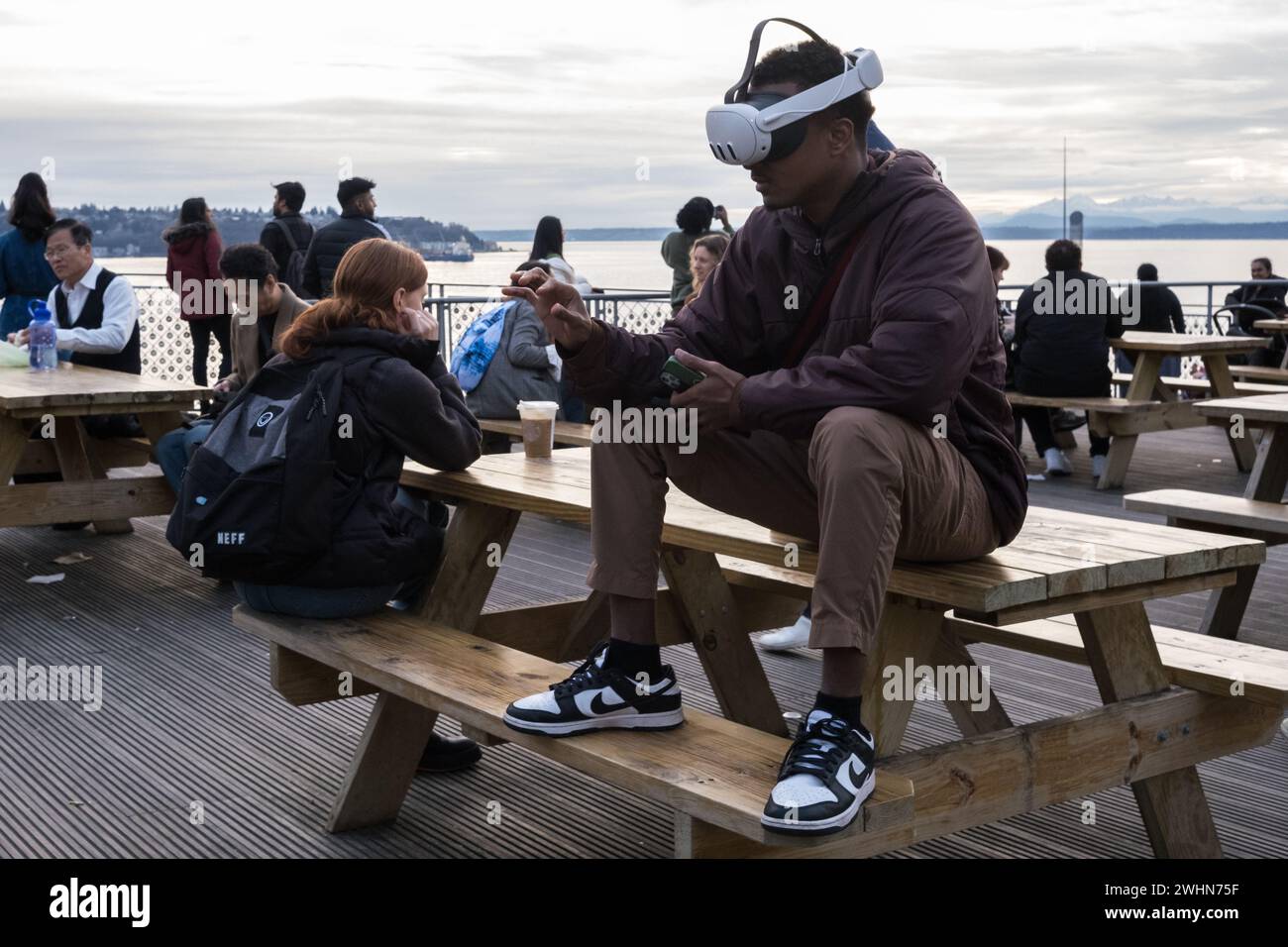 Seattle, USA. 10th Feb 2024. People wearing Virtual Reality Headsets in ...