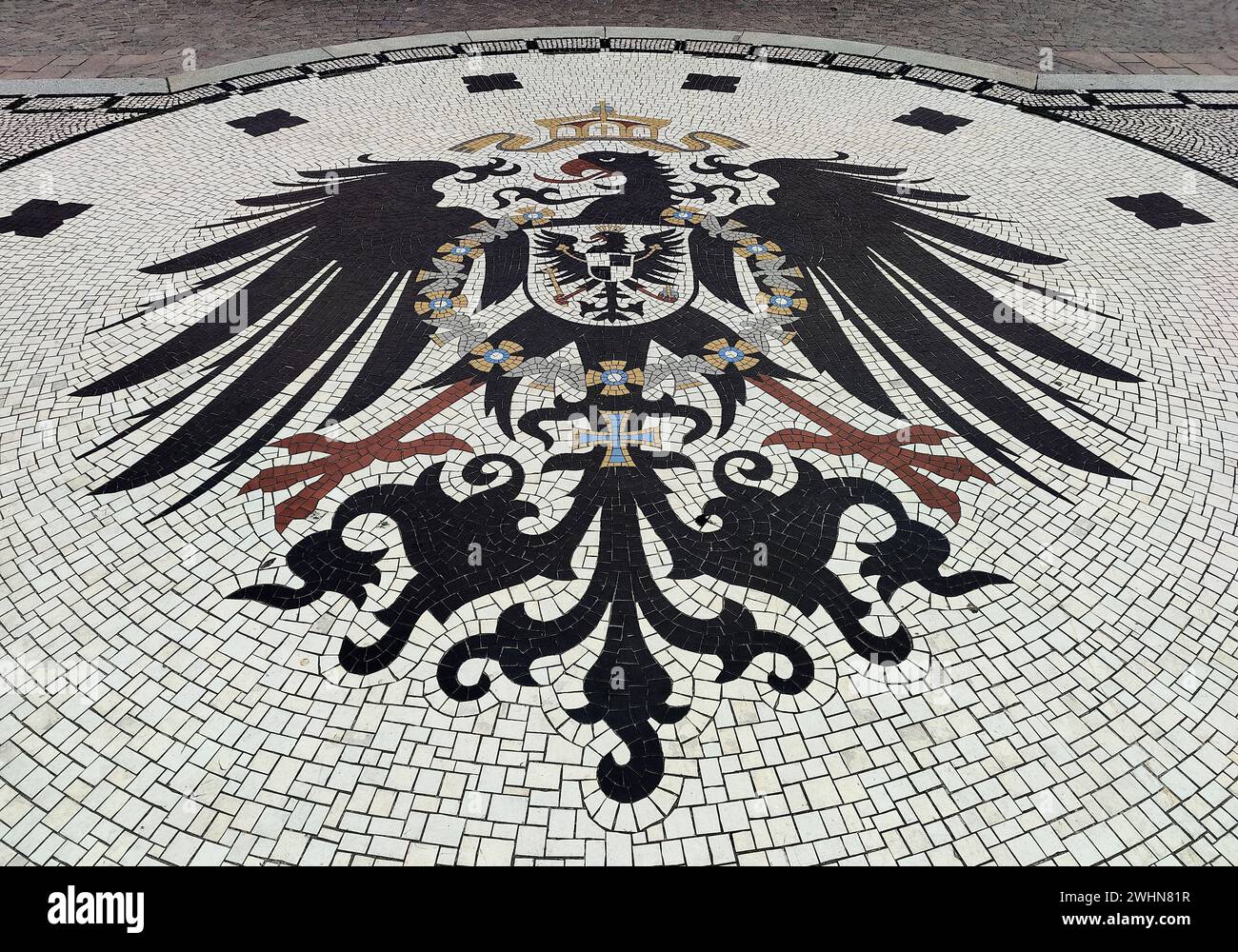 Mosaic with the imperial eagle in front of the New Town Hall ...