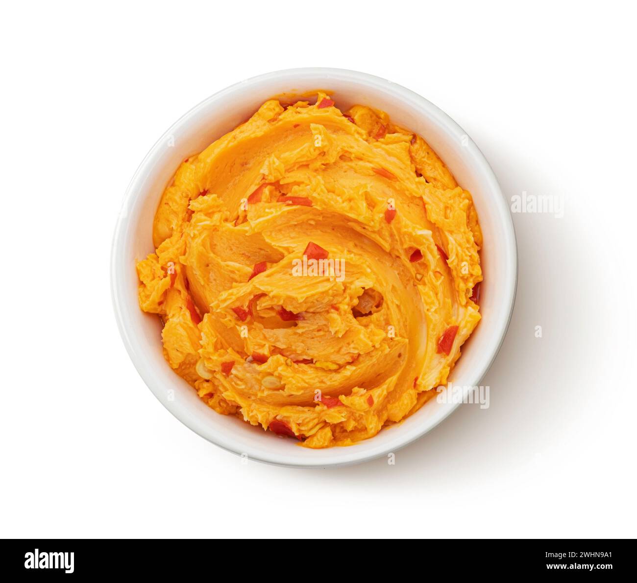 Spicy chili pepper butter isolated on white background, top view Stock ...