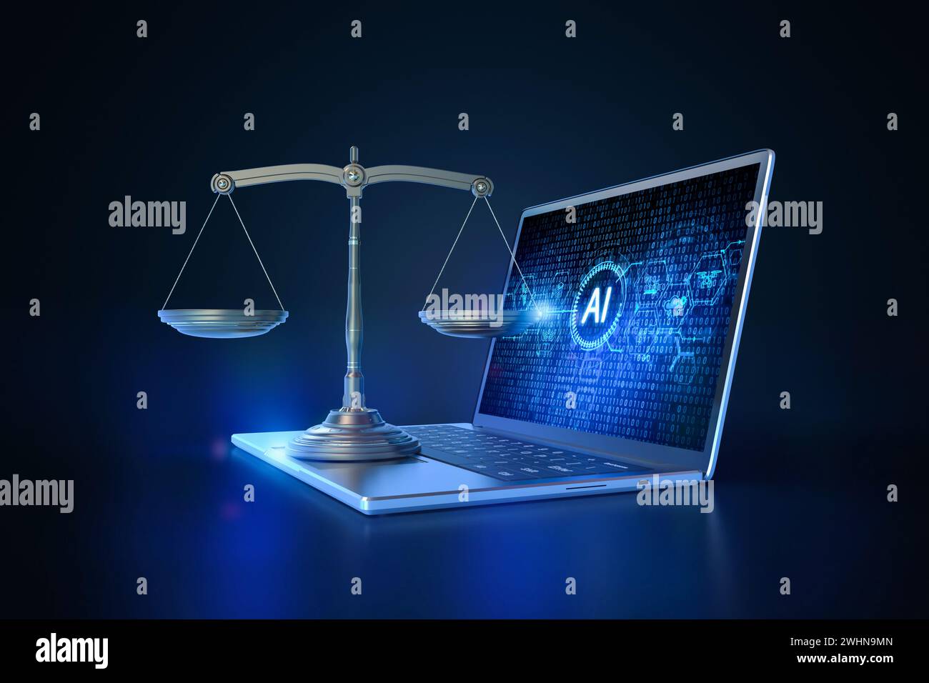 Cyber law or internet law concept with 3d rendering law scale and ...