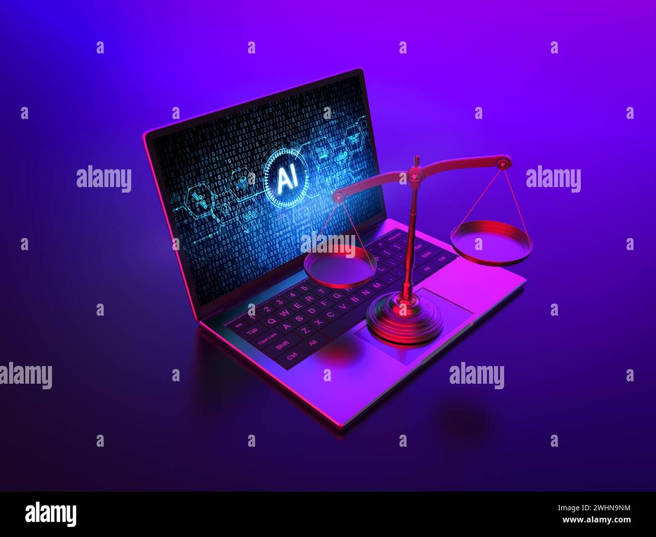 Cyber law or internet law concept with 3d rendering law scale and ...