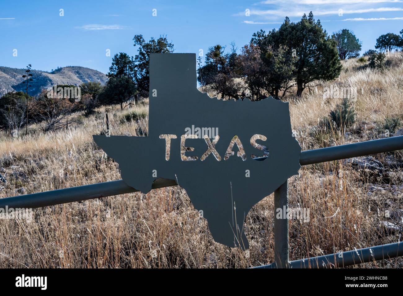 Texas State Line Sign Heading Into Guadalupe National Park in west ...
