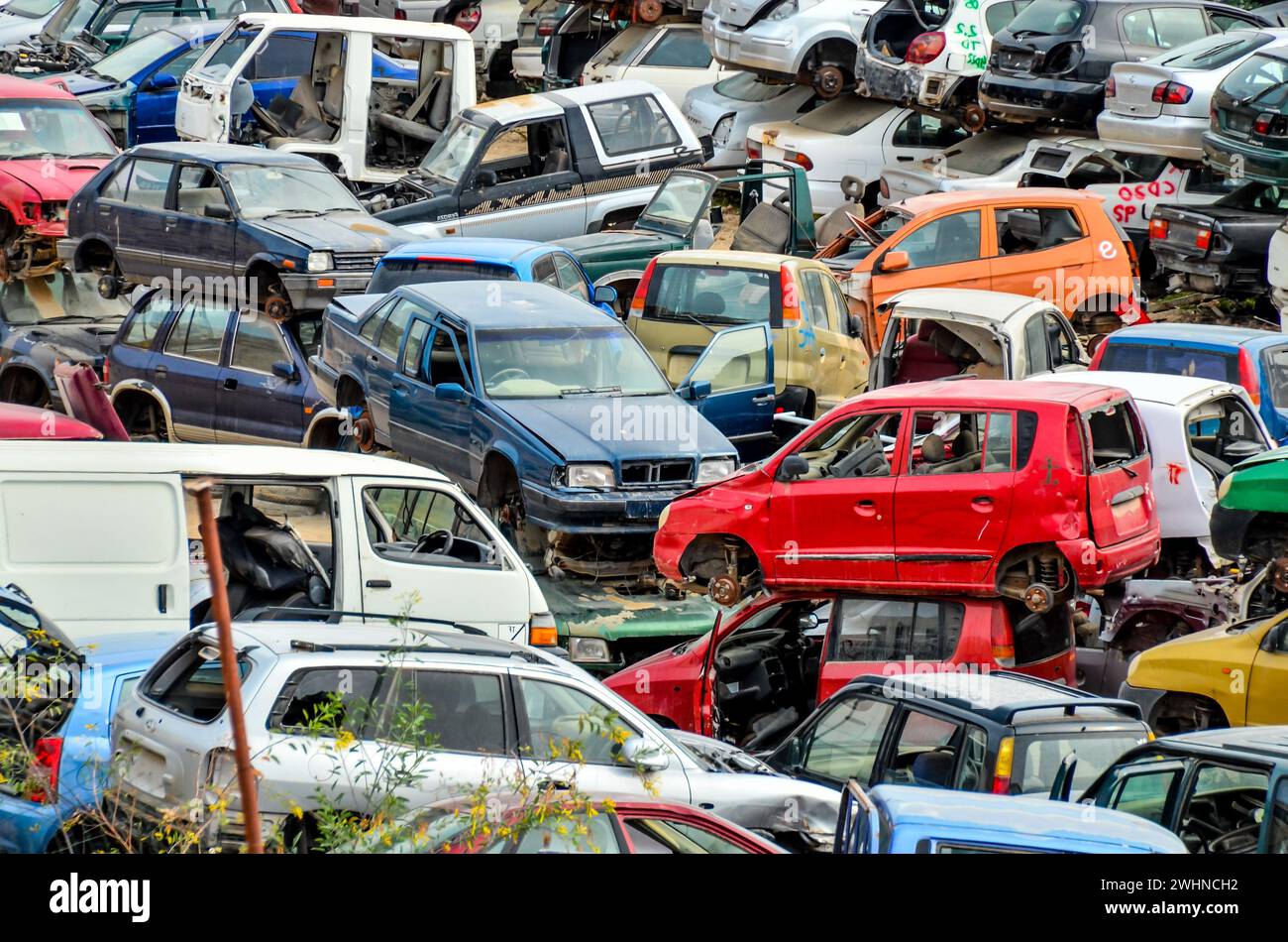 Old Junk Cars On Junkyard Stock Photo - Alamy
