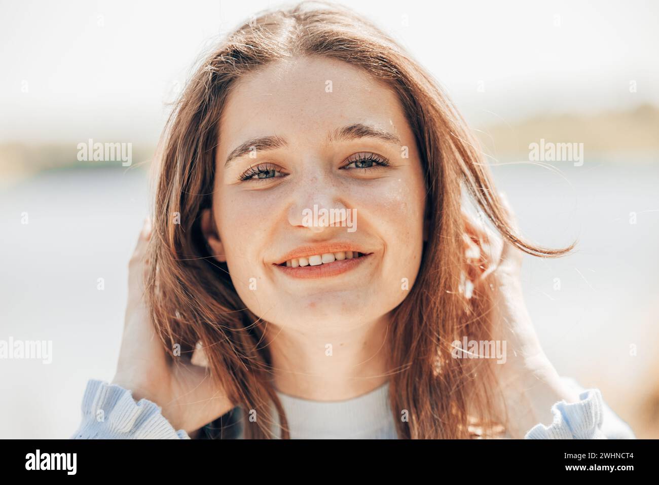 Nature's Joy: Cheerful Beauty Embracing Serenity Stock Photo - Alamy