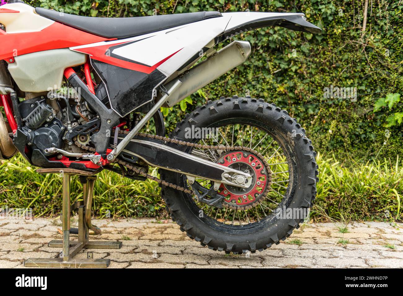 Rear wheel enduro motorcycle Stock Photo - Alamy