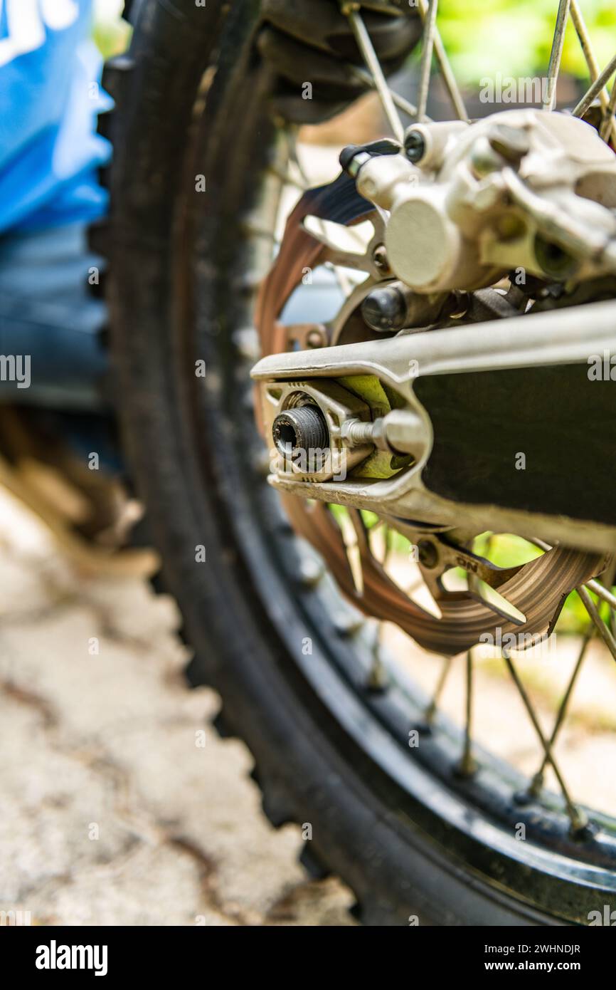 Motorbike rear wheel close-up Stock Photo - Alamy