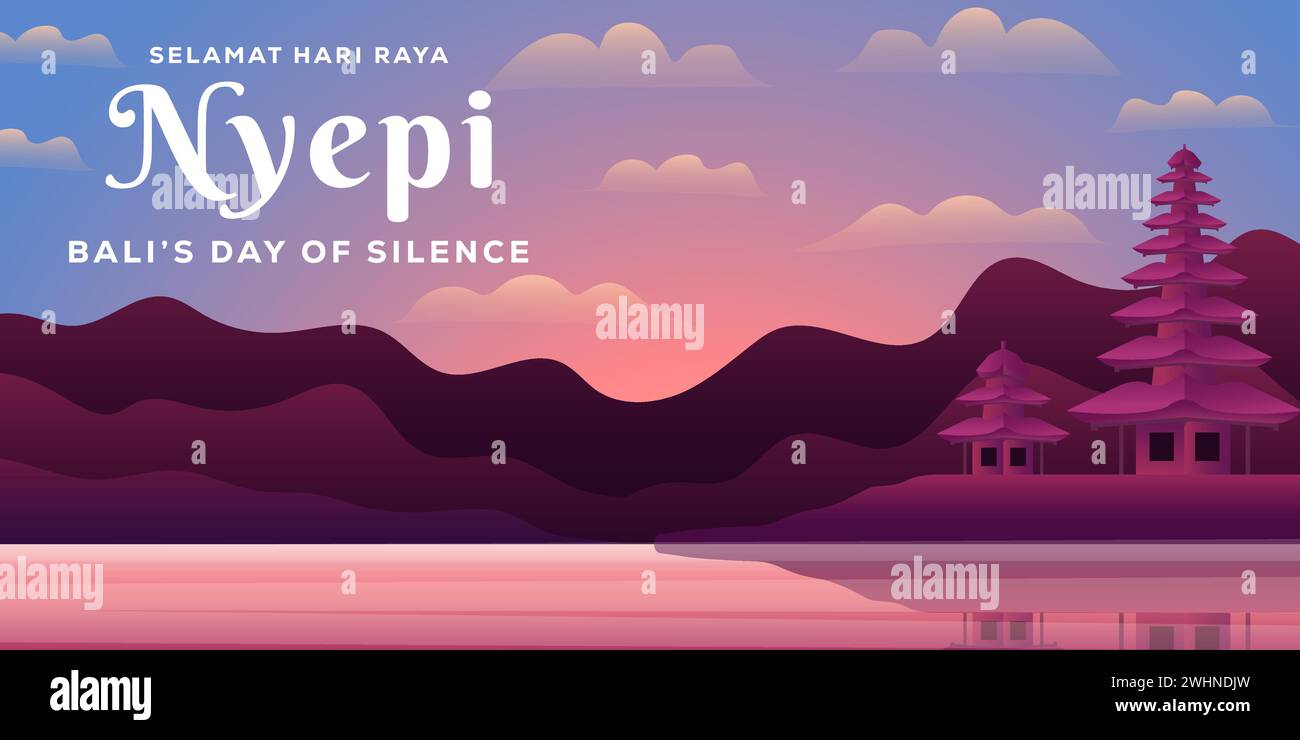 Nyepi Bali's day of silence horizontal banner vector design Stock ...