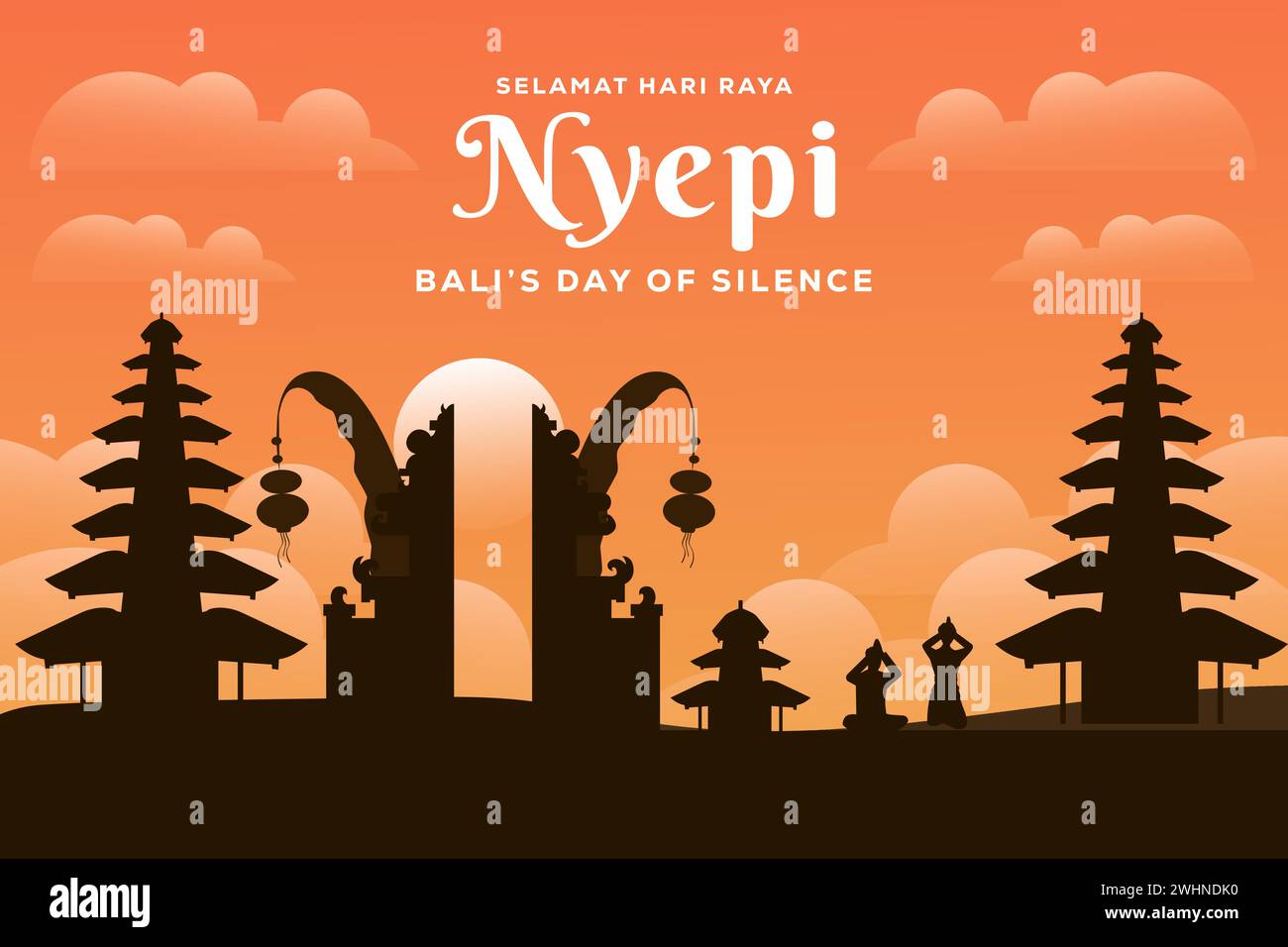 Nyepi Bali's day of silence background illustration vector design Stock ...
