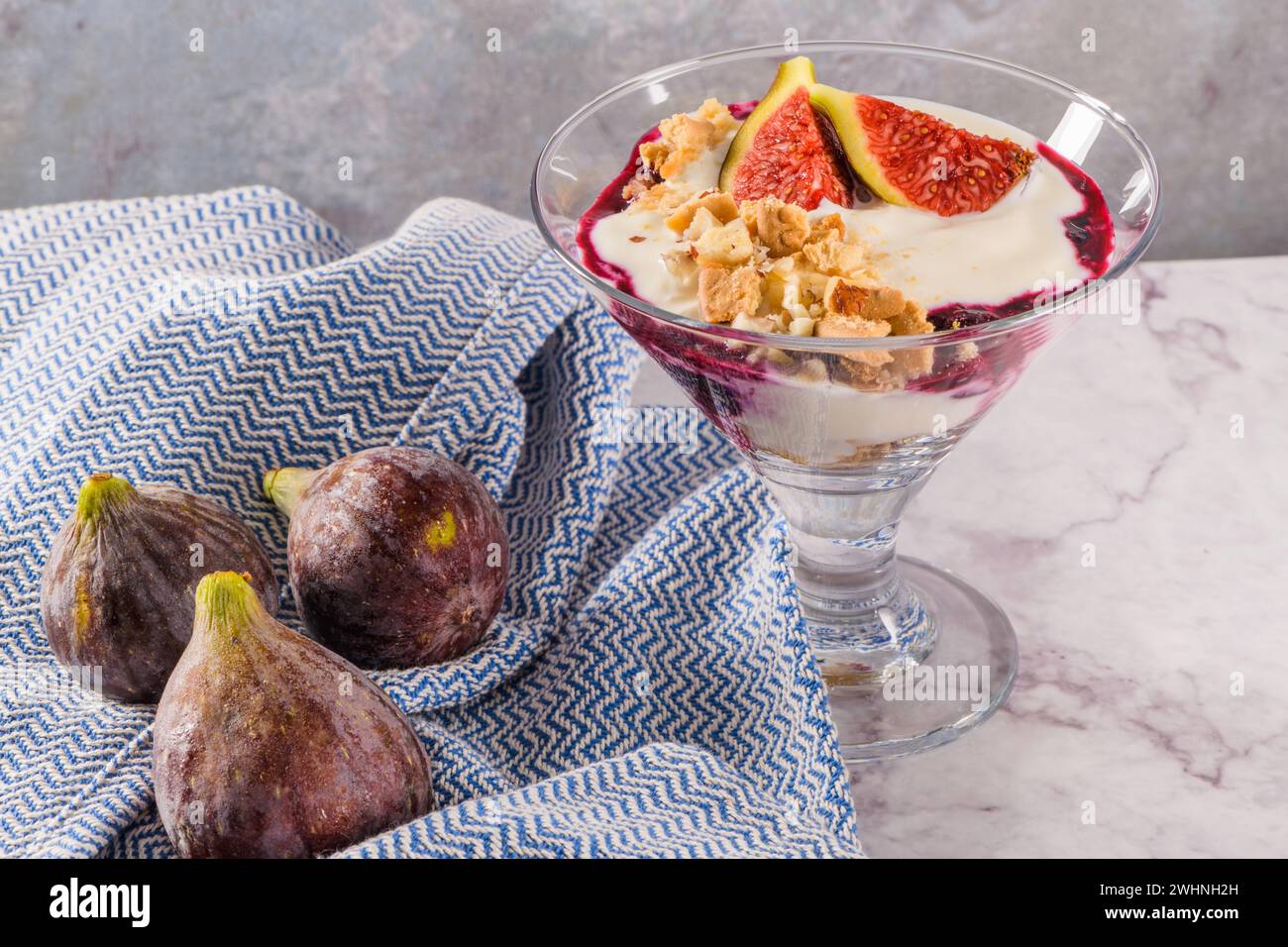 Figs pudding parfait with yogurt Stock Photo - Alamy