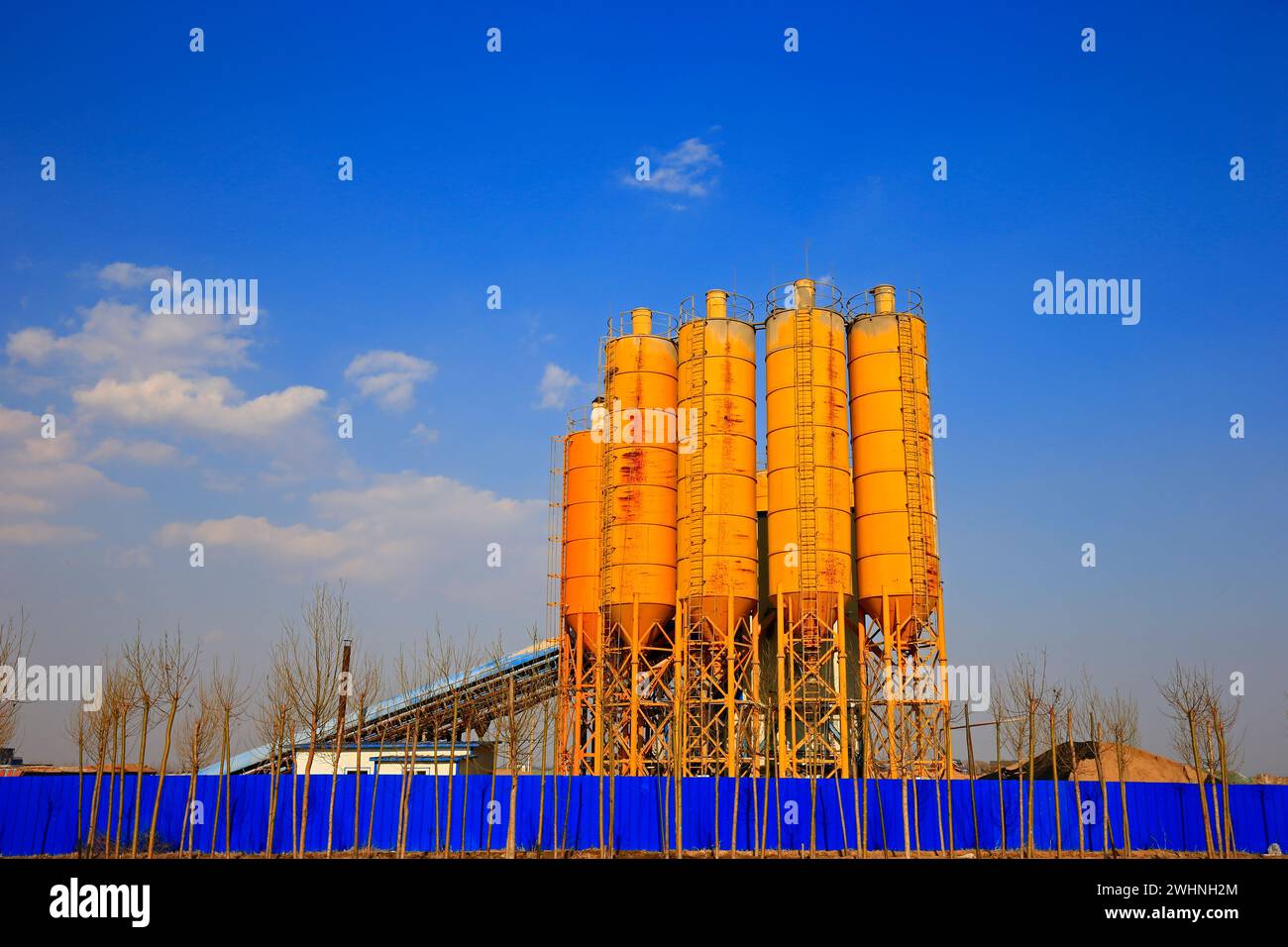 Concrete mixing silo, site construction facilities Stock Photo - Alamy