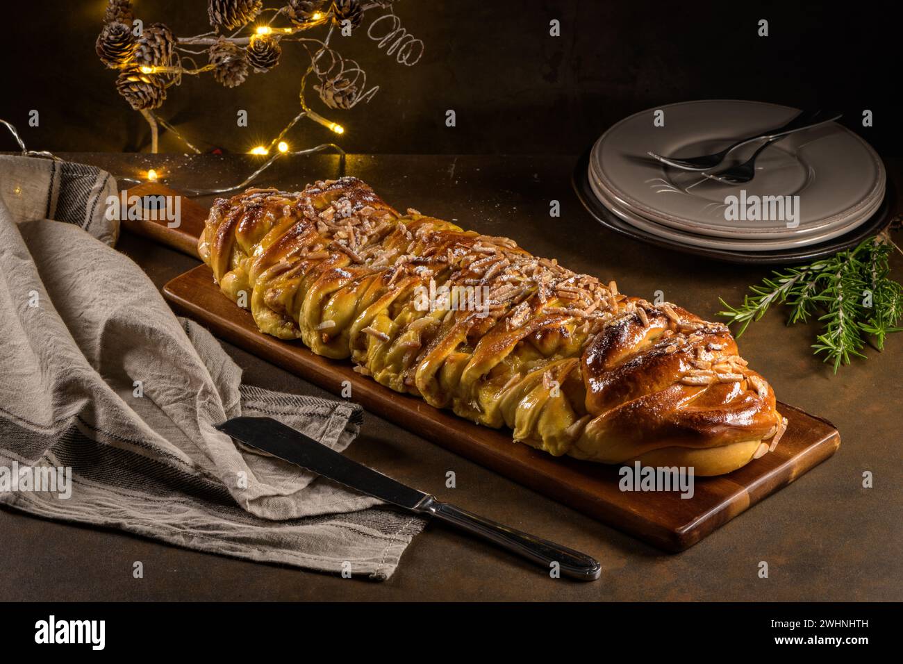 Christmas braided cinnamon cake Stock Photo - Alamy