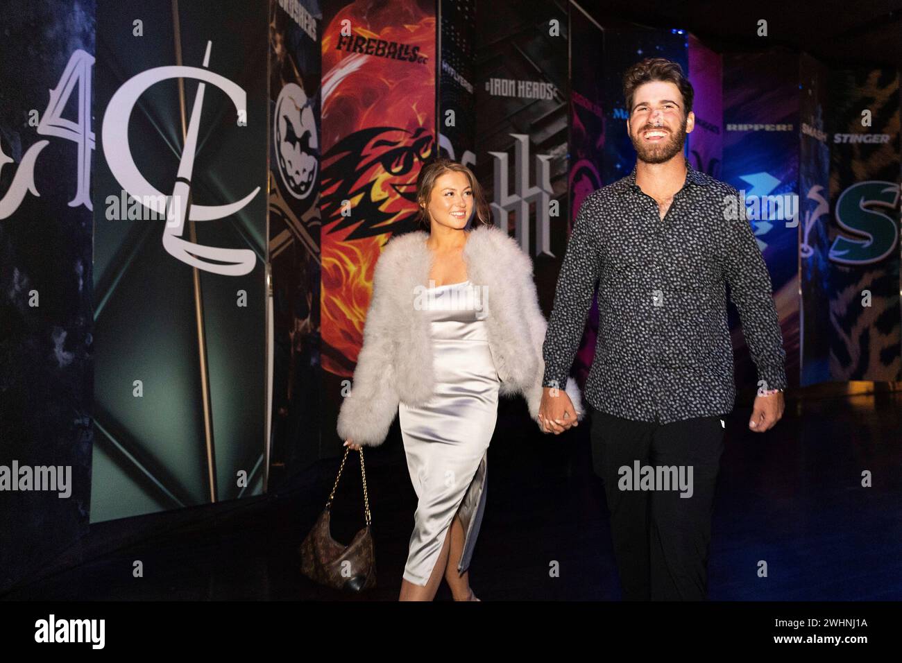 Matthew Wolff of RangeGoats GC and Kim Lloyd arrives during the 2024 ...