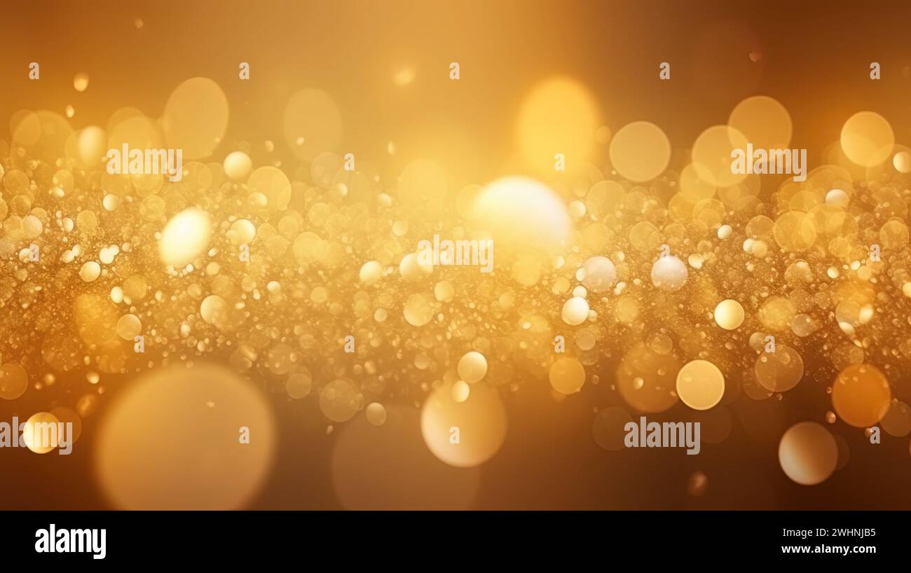 Gold glitters background. shimmering blur spot lights Bokeh Shiny gold light background texture ...
