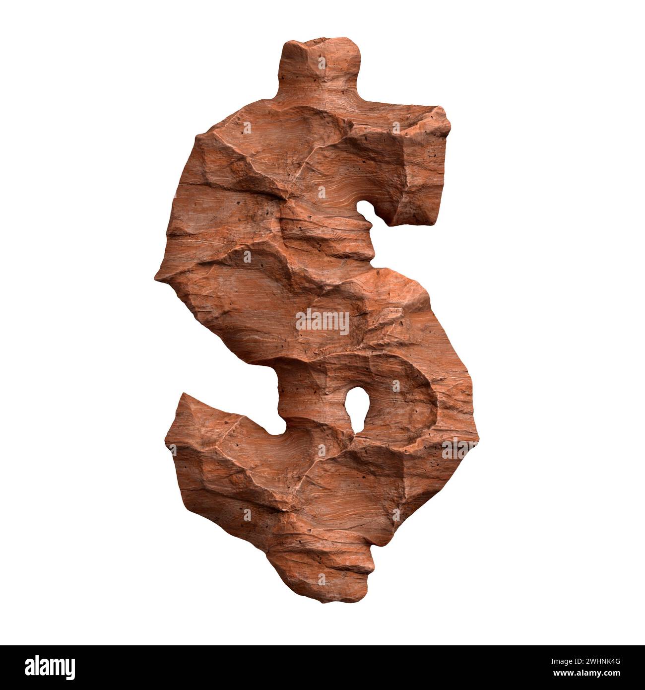 Desert sandstone dollar currency sign - Business 3d red rock symbol ...
