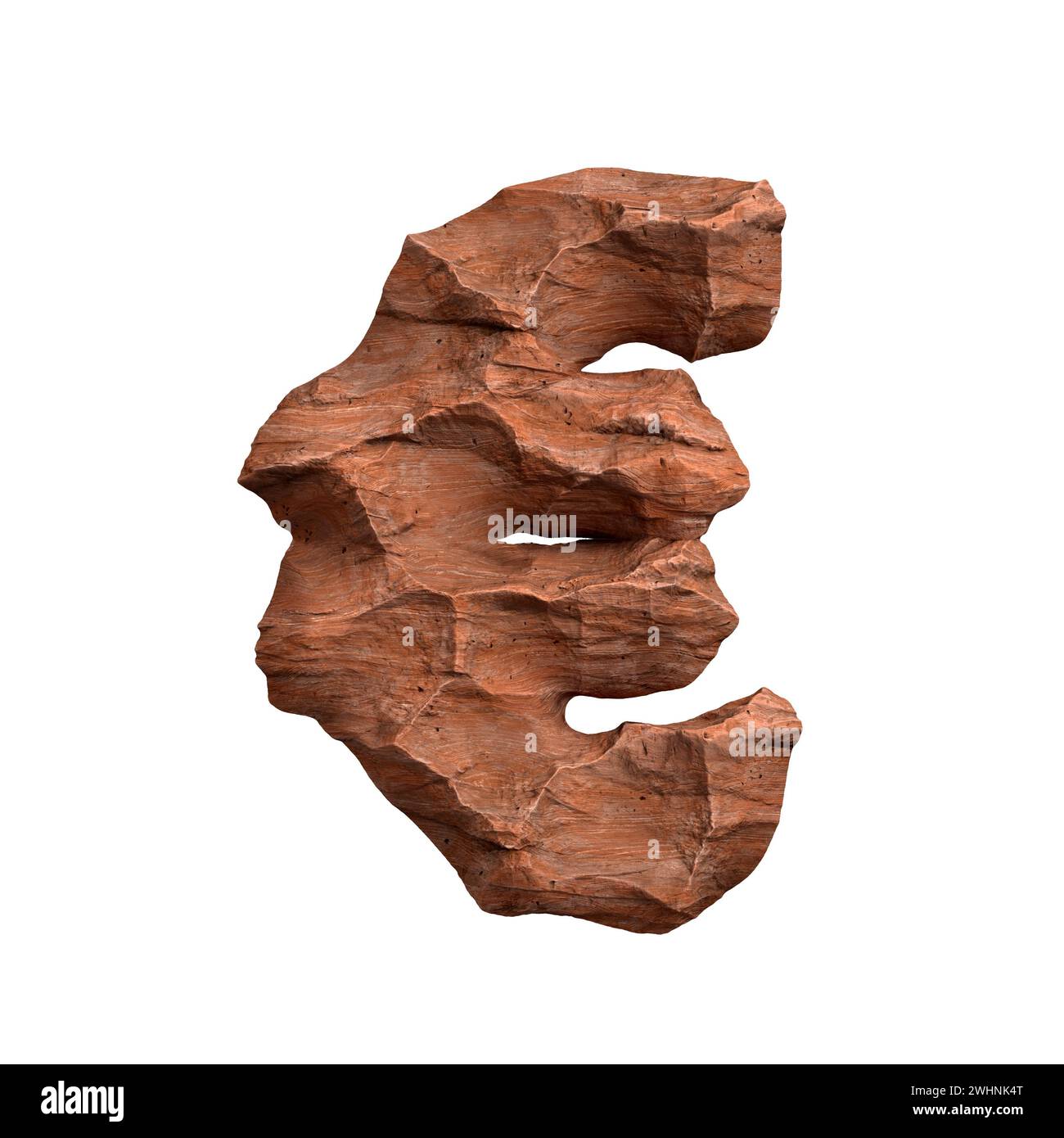 Desert sandstone euro currency sign - 3d red rock money symbol isolated ...