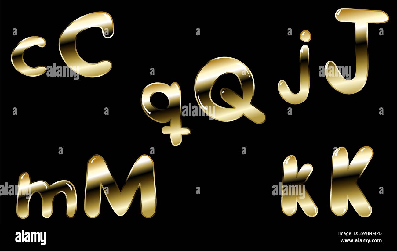golden shiny alphabet pack collection set illustration in vector format ...