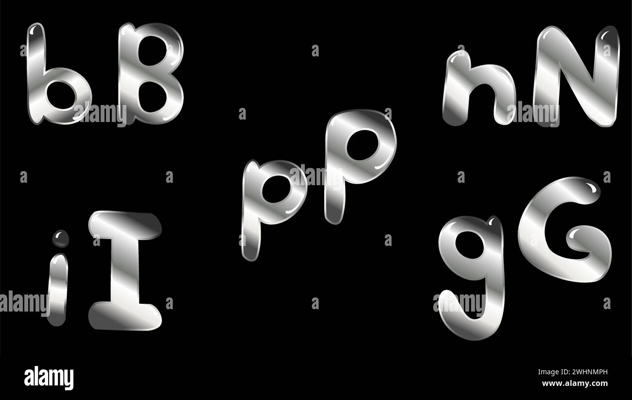 silver shiny alphabet pack collection set illustration in vector format ...