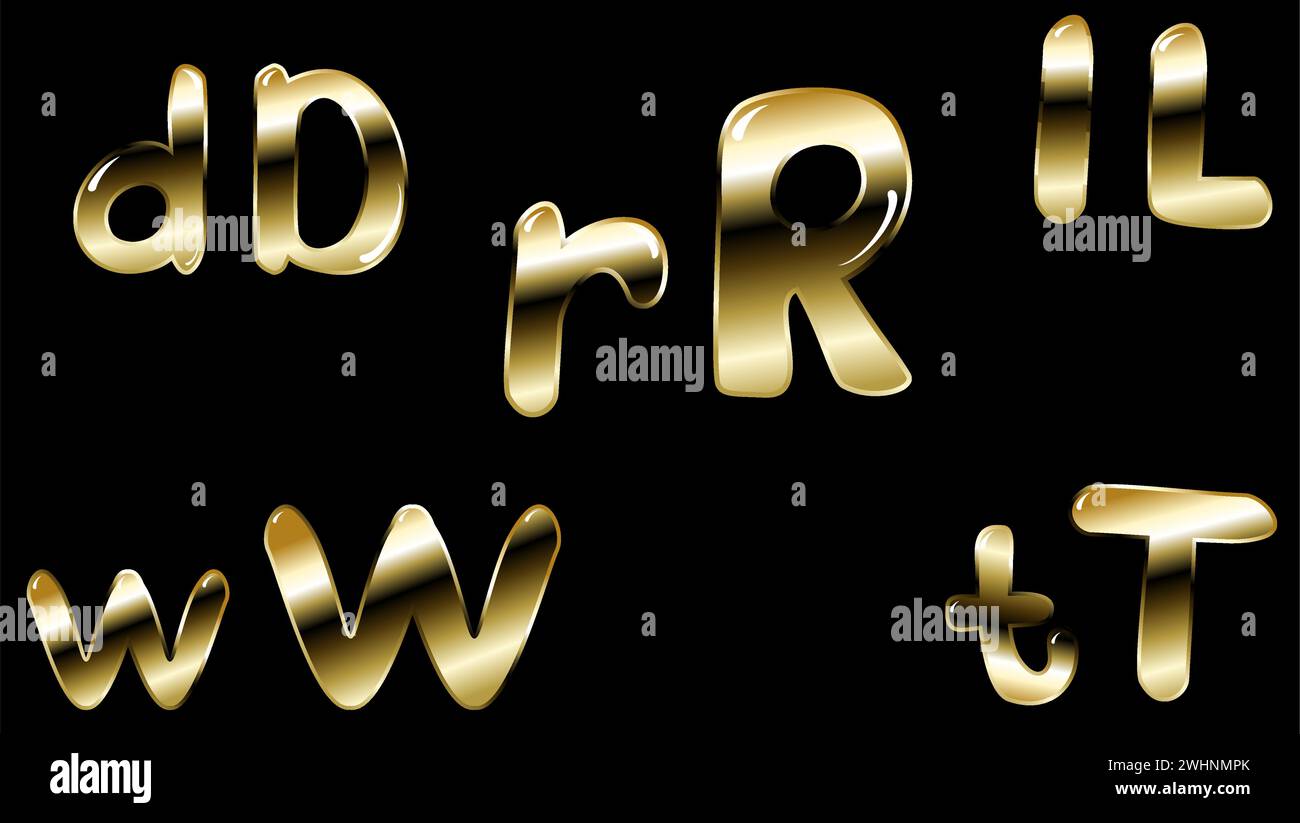 golden shiny alphabet pack collection set illustration in vector format ...