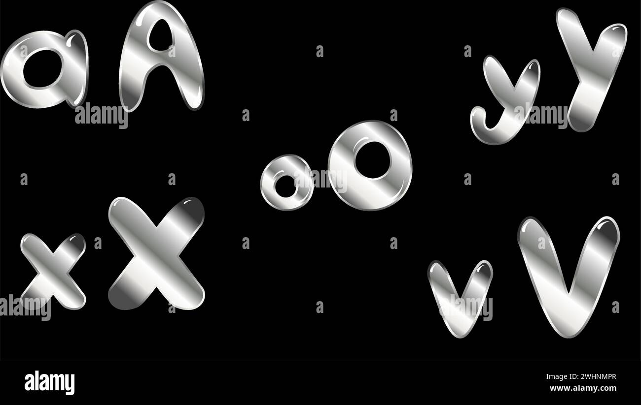 silver shiny alphabet pack collection set illustration in vector format ...
