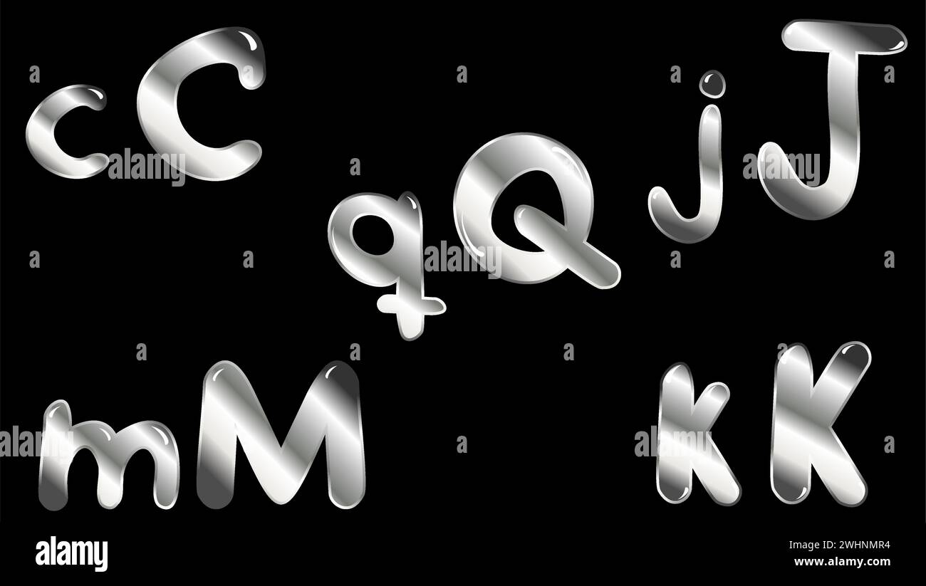 silver shiny alphabet pack collection set illustration in vector format ...