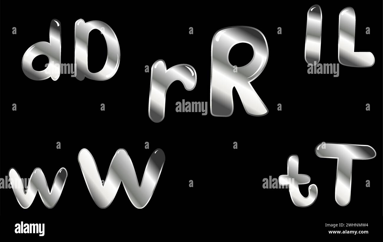 silver shiny alphabet pack collection set illustration in vector format ...