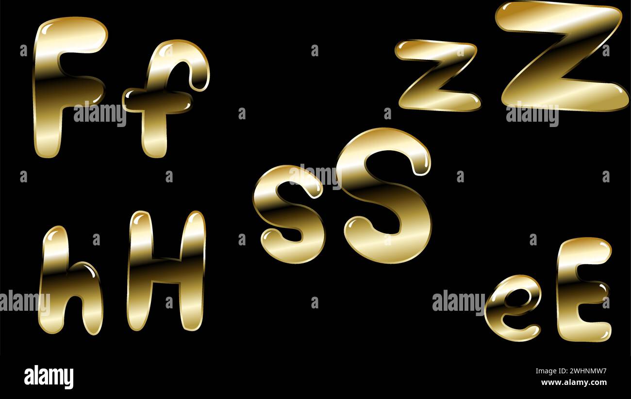 golden shiny alphabet pack collection set illustration in vector format ...
