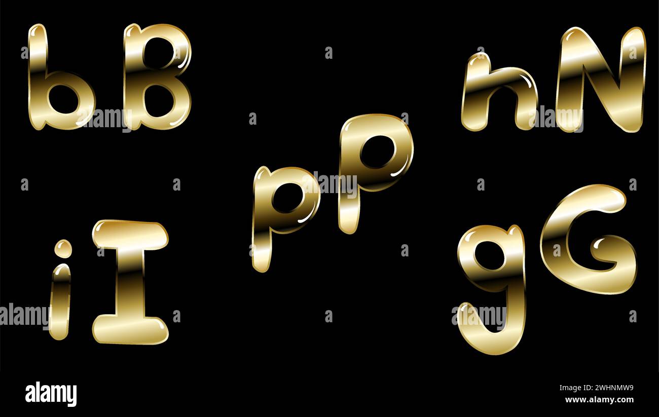 golden shiny alphabet pack collection set illustration in vector format ...